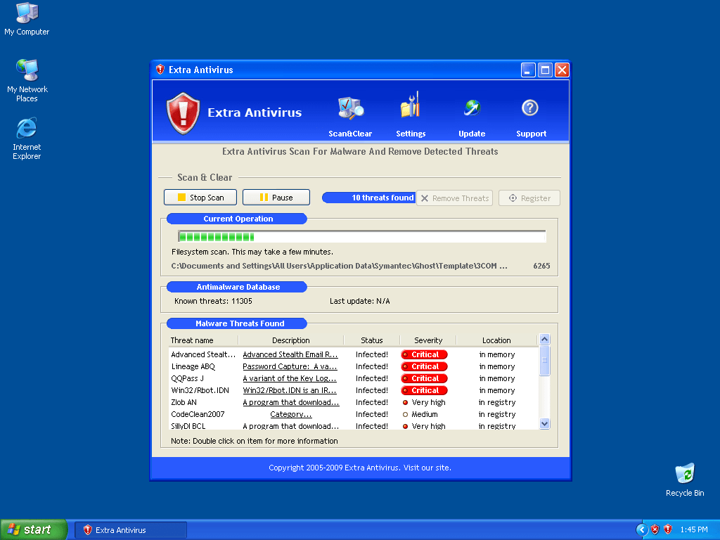 Virus Sweeper Removal Report